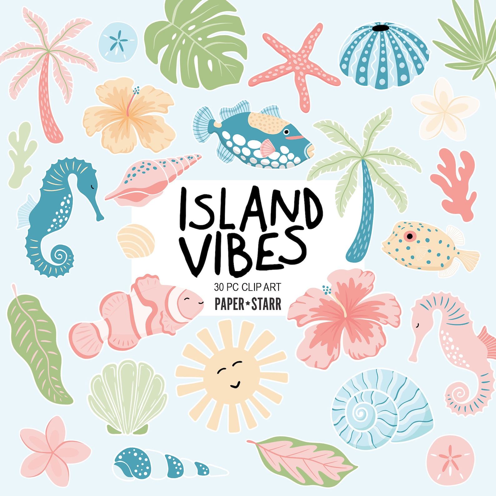 Summer Clipart, Beach Clip Art, Under the Sea Party Invitation, Shell ...