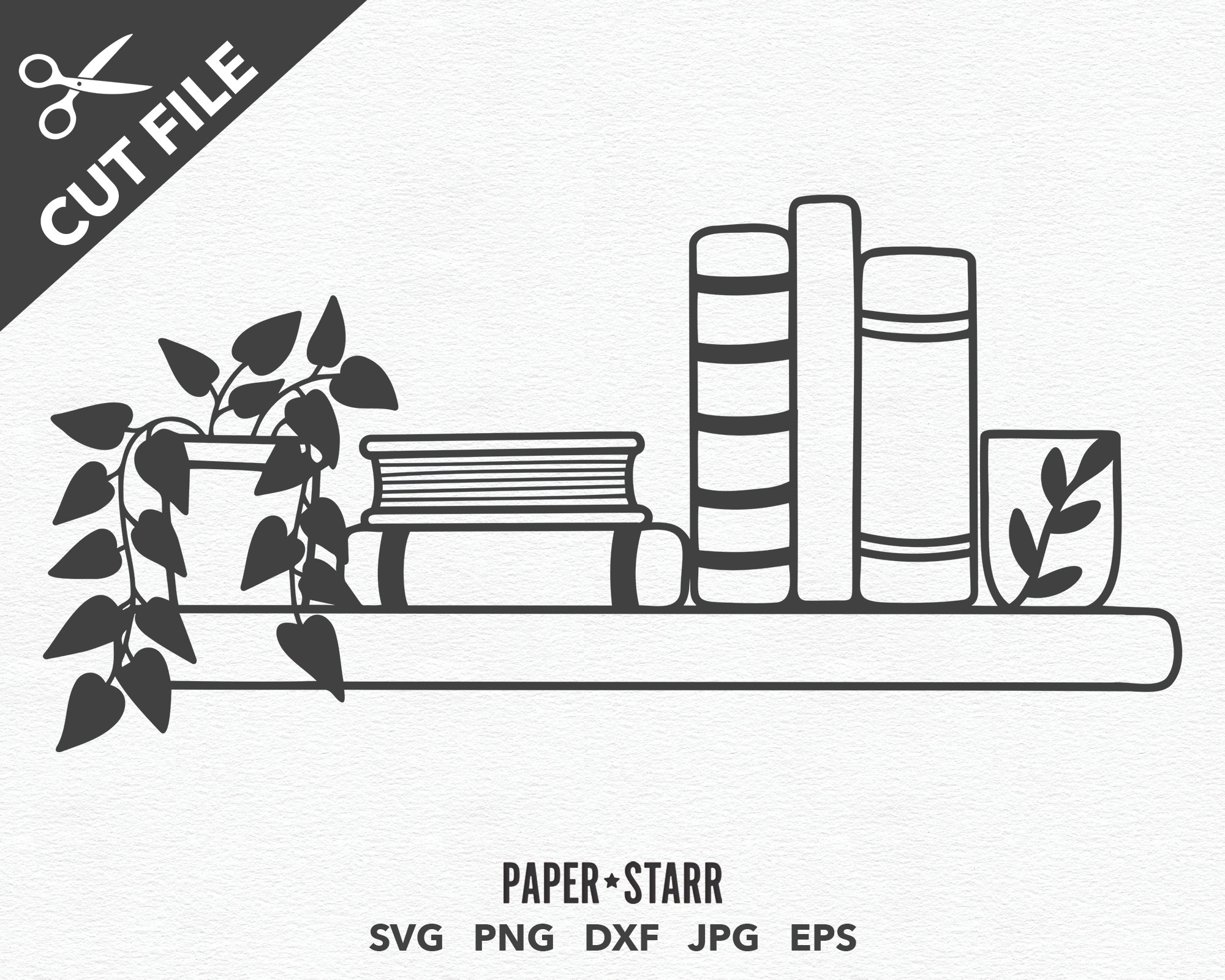 Bookshelf SVG File, Plant Lady Cut File, Bookshelf Cut File, Reading ...