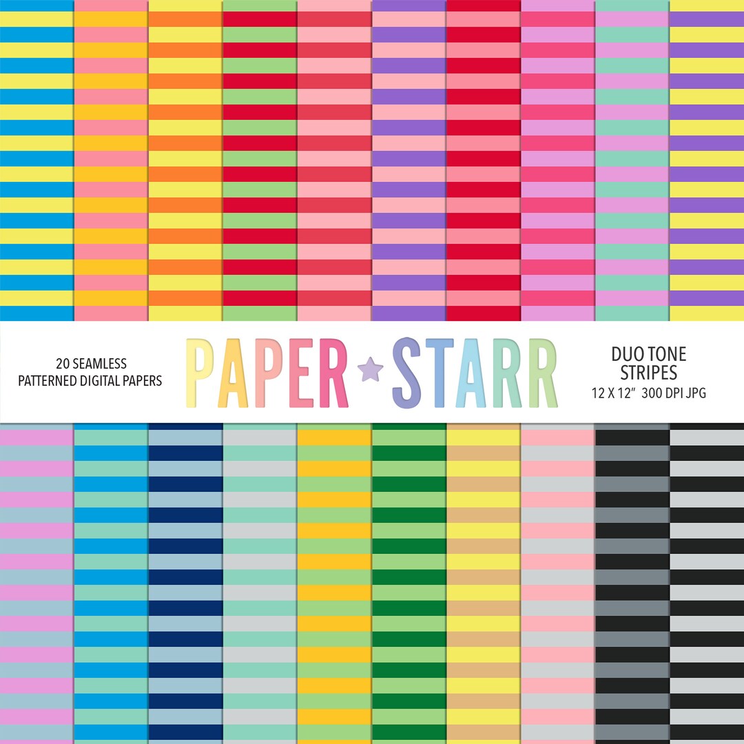 Rainbow Digital Paper, Duo Tone Stripe Digital Paper, Stripe Digital ...