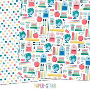 Back to School Digital Paper, Back to School Clipart, Teacher Graphics ...