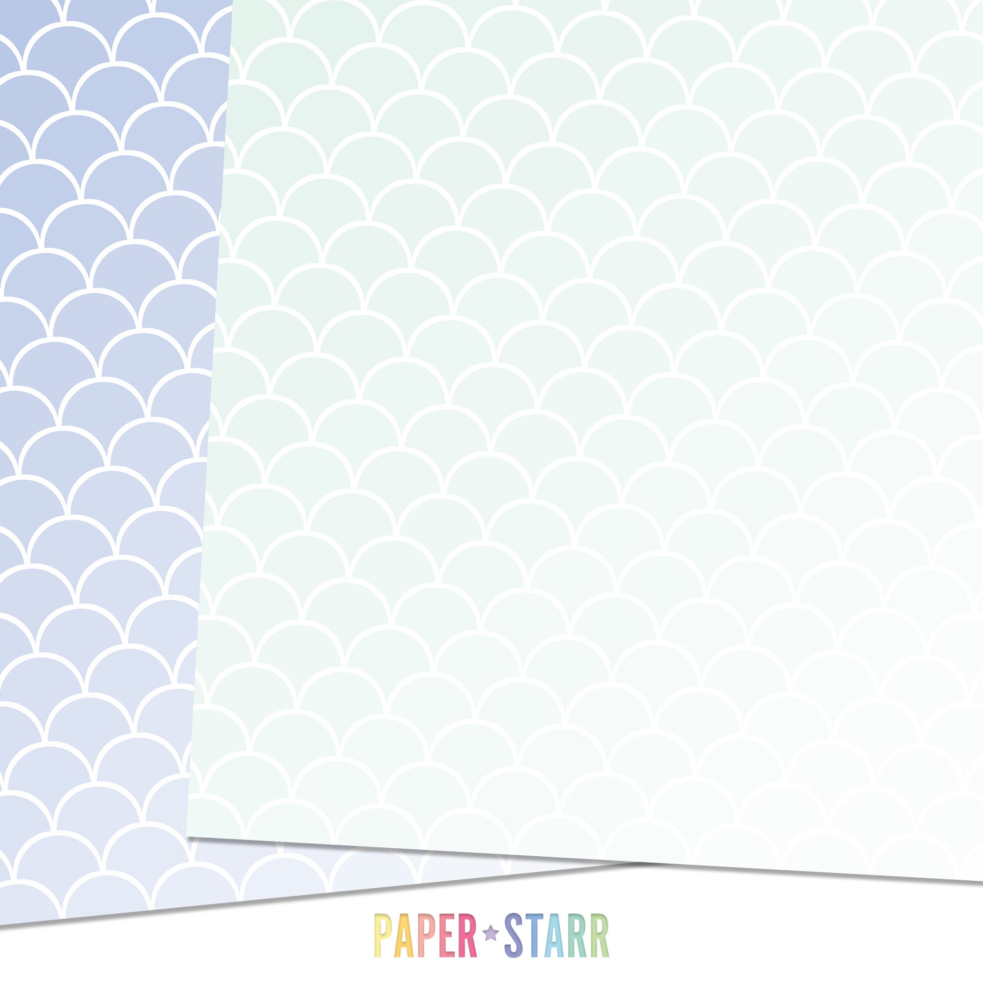 Rainbow Scallop Digital Paper, Mermaid Digital Paper, Scallop ...