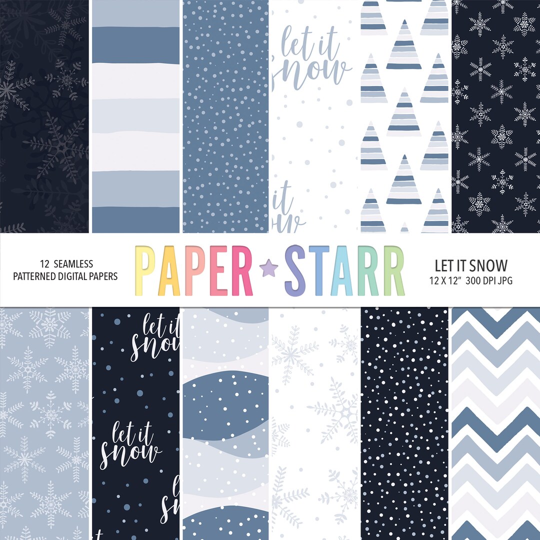 Christmas Digital Paper, Snow Patterns, Christmas Backgrounds ...