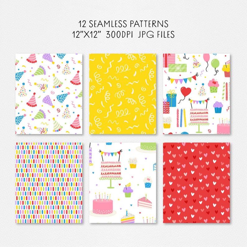 Birthday Digital Paper, Party Digital Paper, Birthday Card Making Paper ...