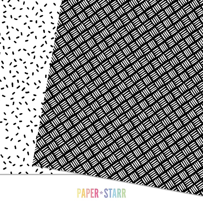 Black and White Digital Paper, Monochrome Backgrounds, Black and White ...