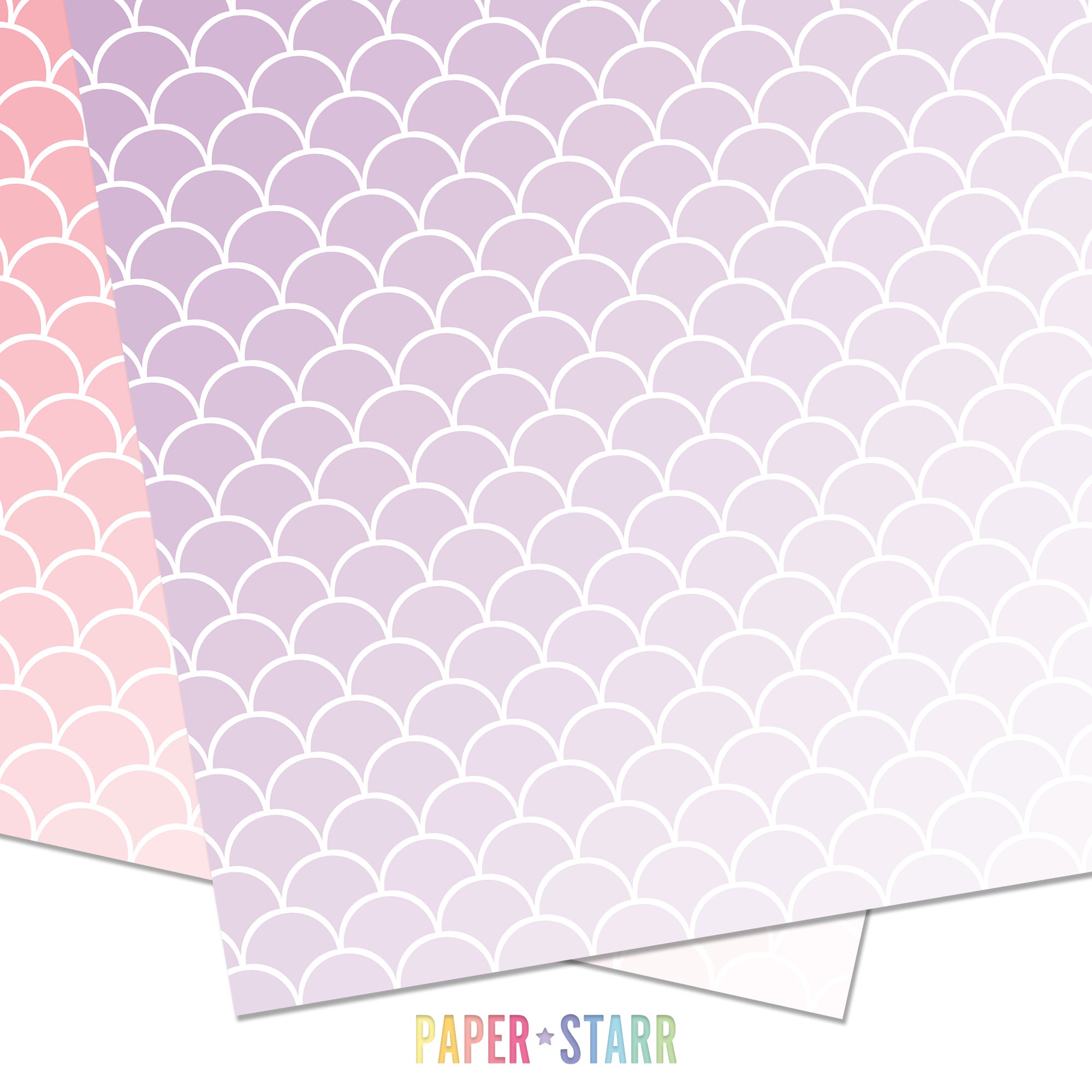 Rainbow Scallop Digital Paper, Mermaid Digital Paper, Scallop ...