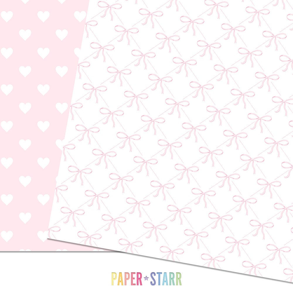Pink Bow Digital Paper, Coquette Digital Paper, Ribbon Bow Pattern ...