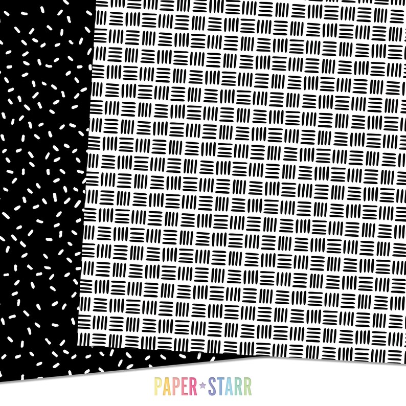 Black and White Digital Paper, Monochrome Backgrounds, Black and White ...