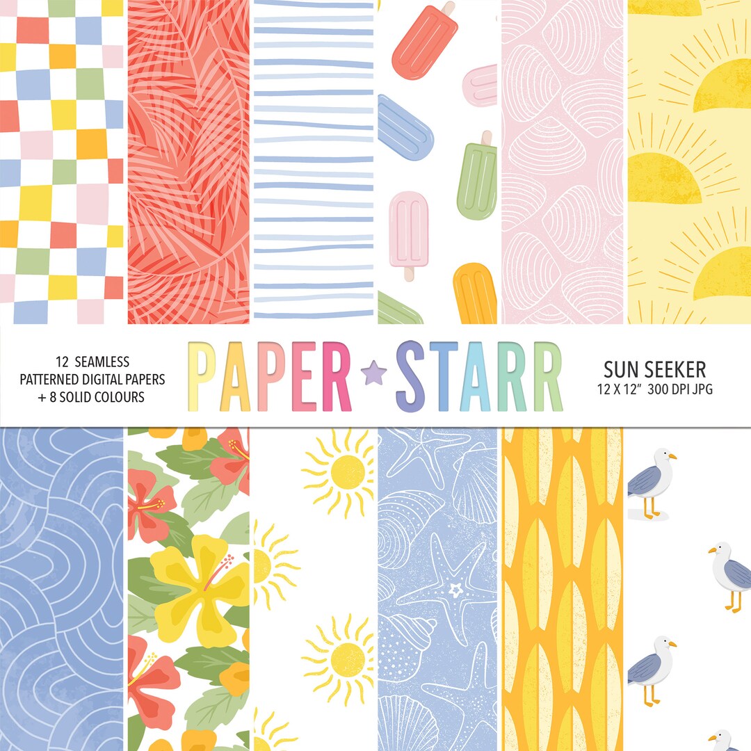 Summer Digital Paper, Beach Digital Paper, Floral Digital Paper, Summer ...