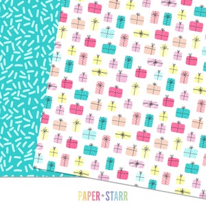 Birthday Digital Paper and Birthday Clipart Set, Party Invitation ...