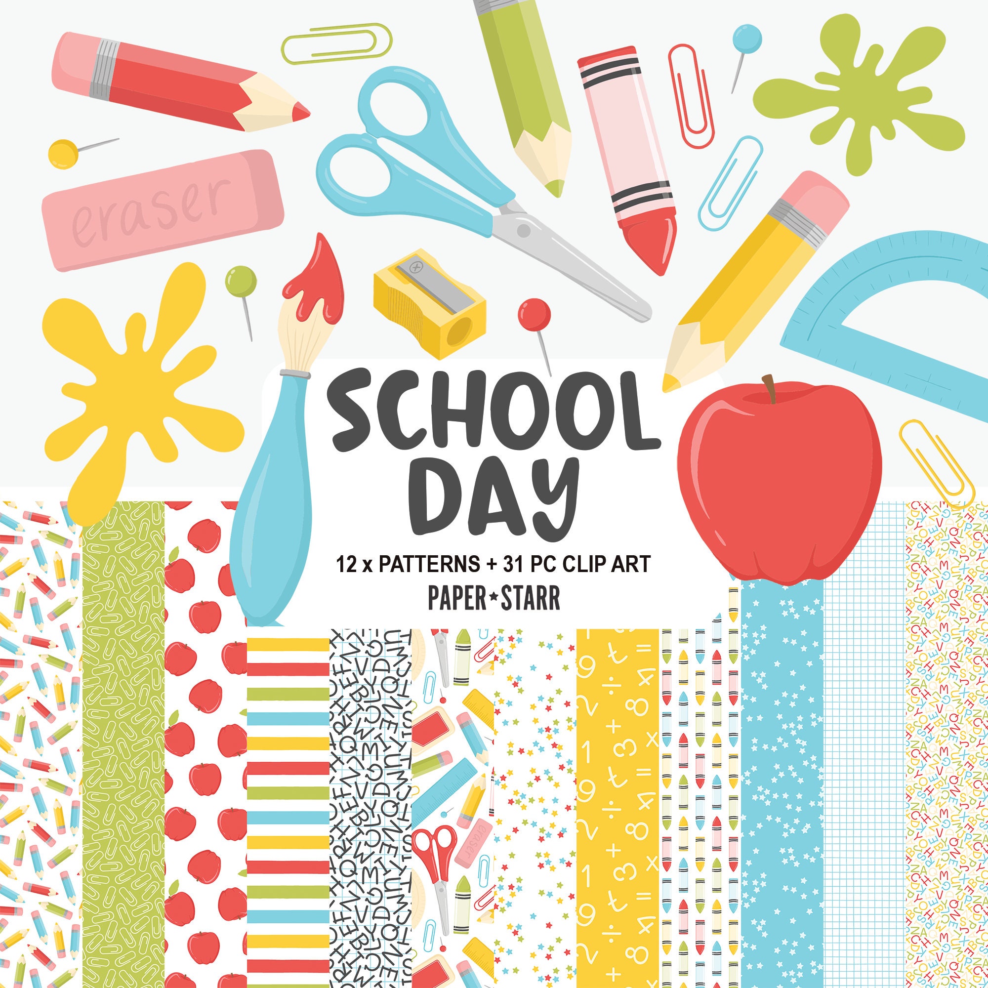 Back to School Digital Paper Back to School Clipart Teacher - Etsy