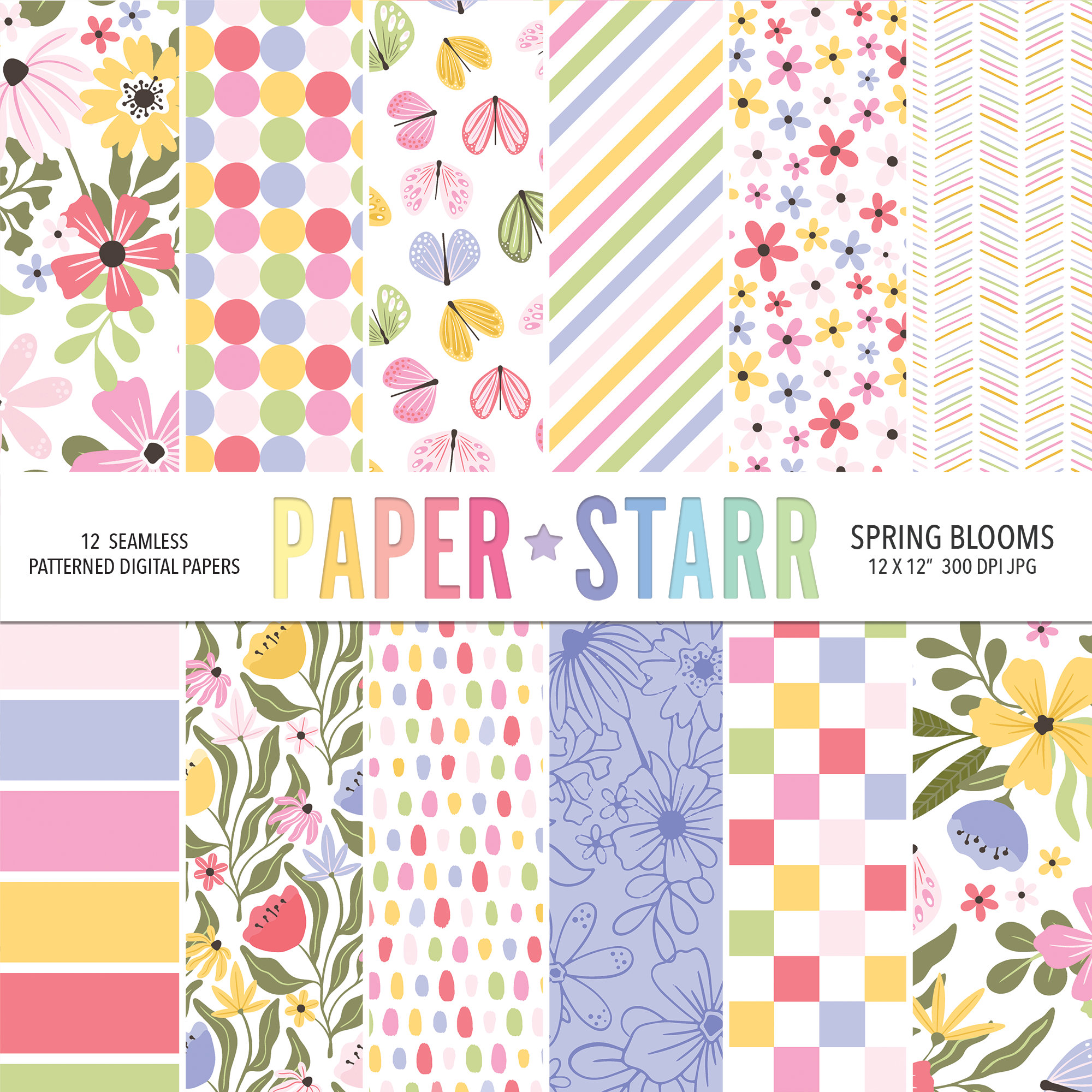Spring Digital Paper, Floral Digital Paper, Spring Backgrounds, Floral ...