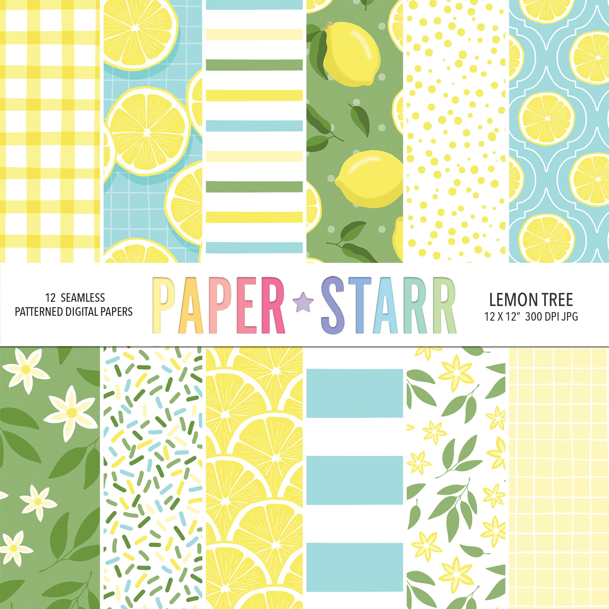 Summer Digital Paper Lemon Digital Paper Summer Floral - Etsy