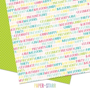 Birthday Digital Paper and Birthday Clipart Set, Party Invitation ...