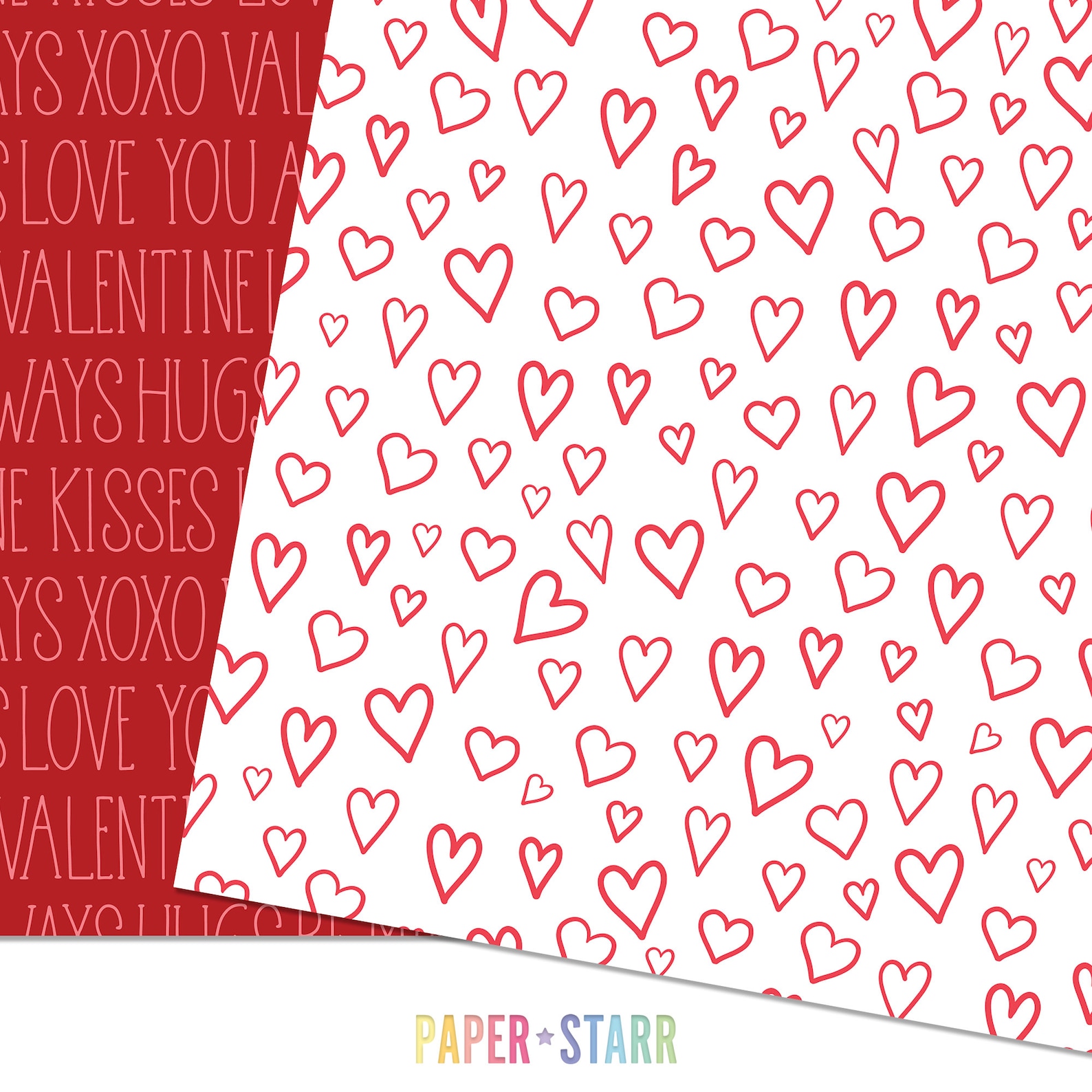 Valentines Digital Paper, Valentines Patterns, Heart Backgrounds ...