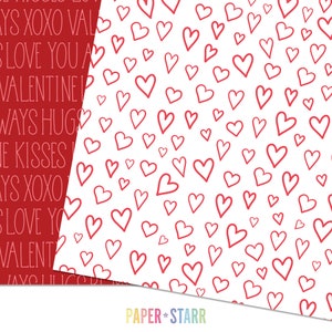 Valentines Digital Paper, Valentines Patterns, Heart Backgrounds ...