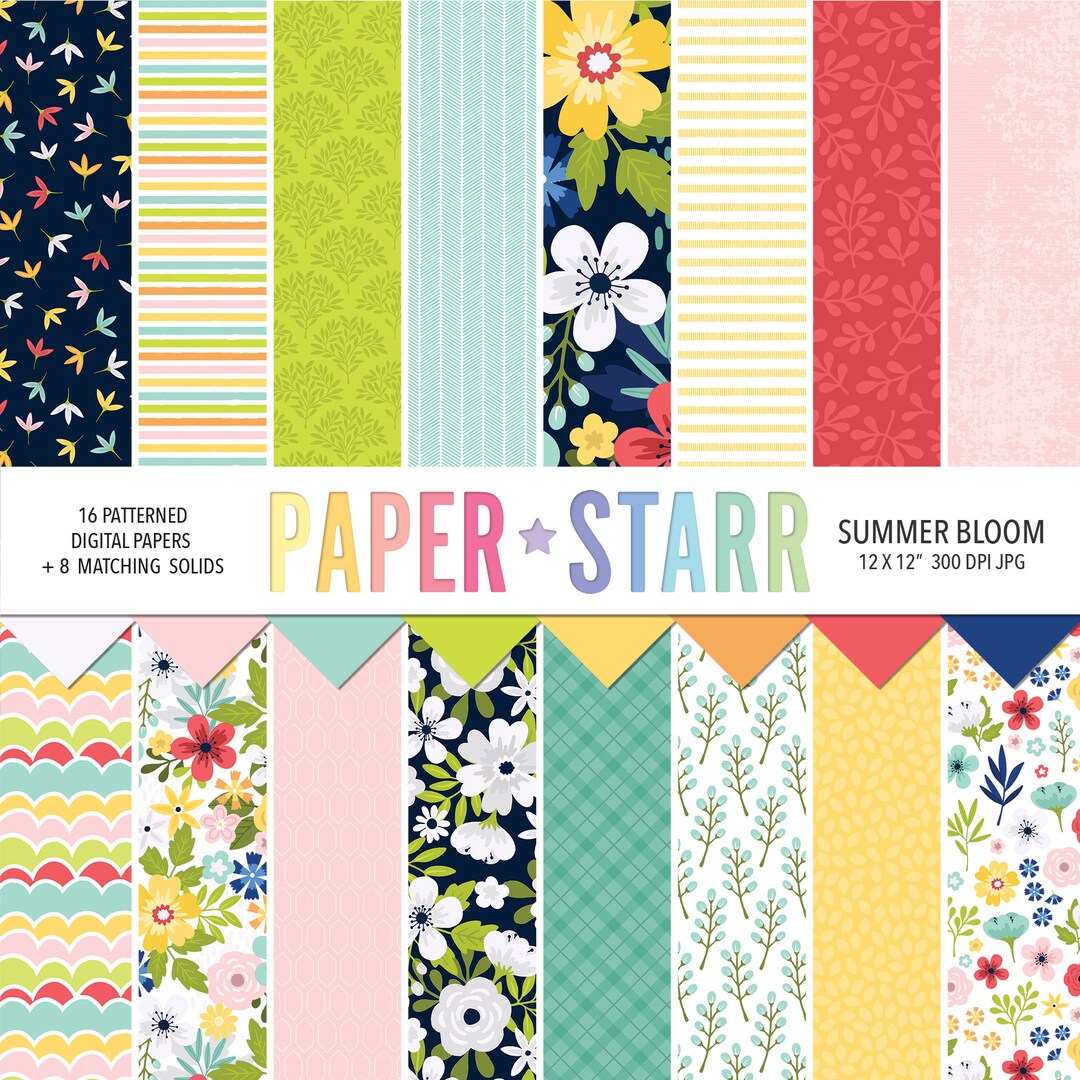 Summer Digital Paper, Floral Digital Paper, Summer Floral Patterns ...