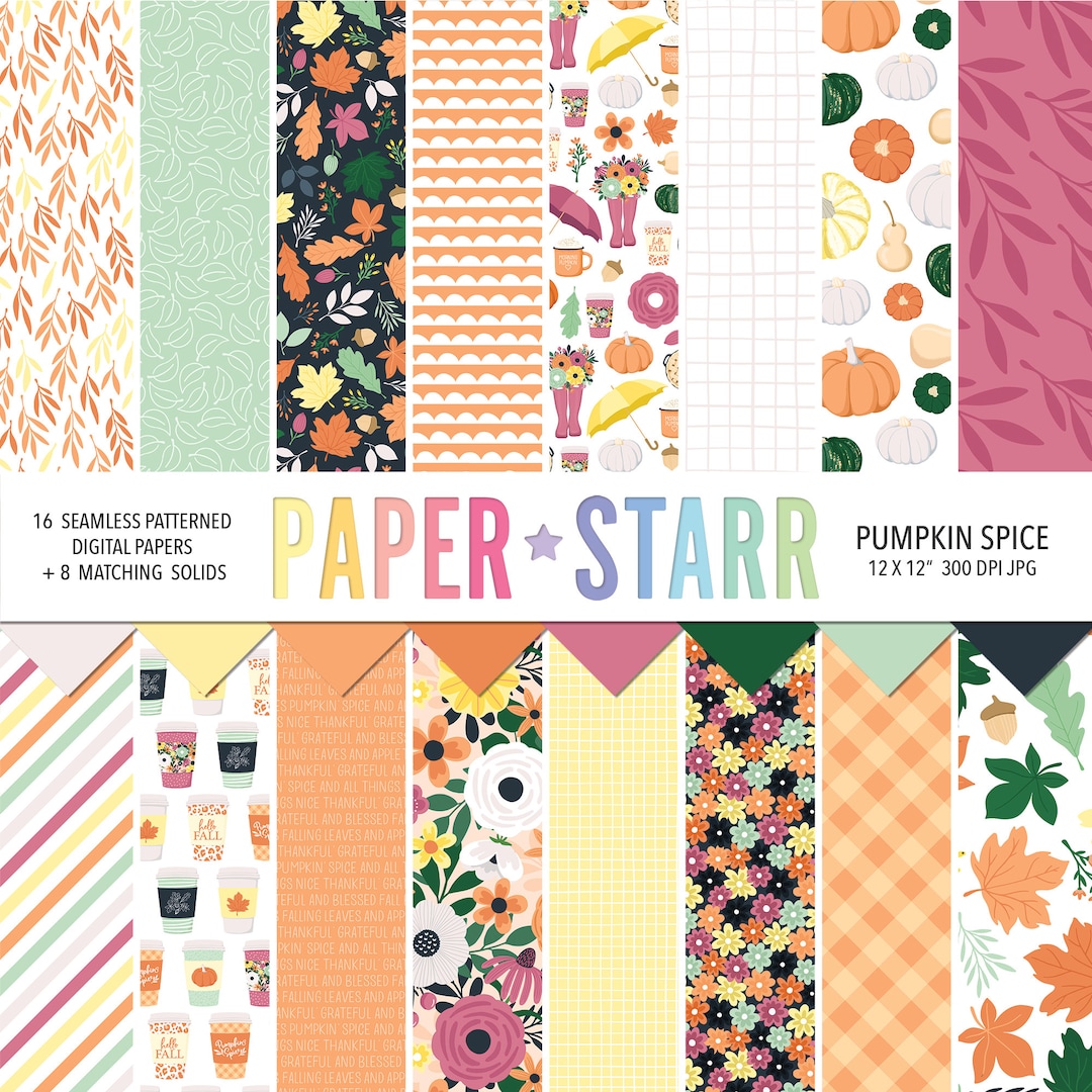 Fall Digital Paper, Autumn Digital Paper, Seamless Fall Patterns for ...