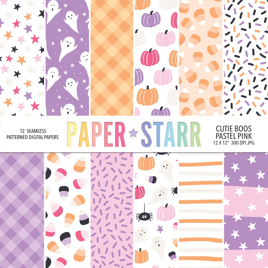 Halloween Digital Paper, Pastel Halloween, Pink Halloween, Cute ...