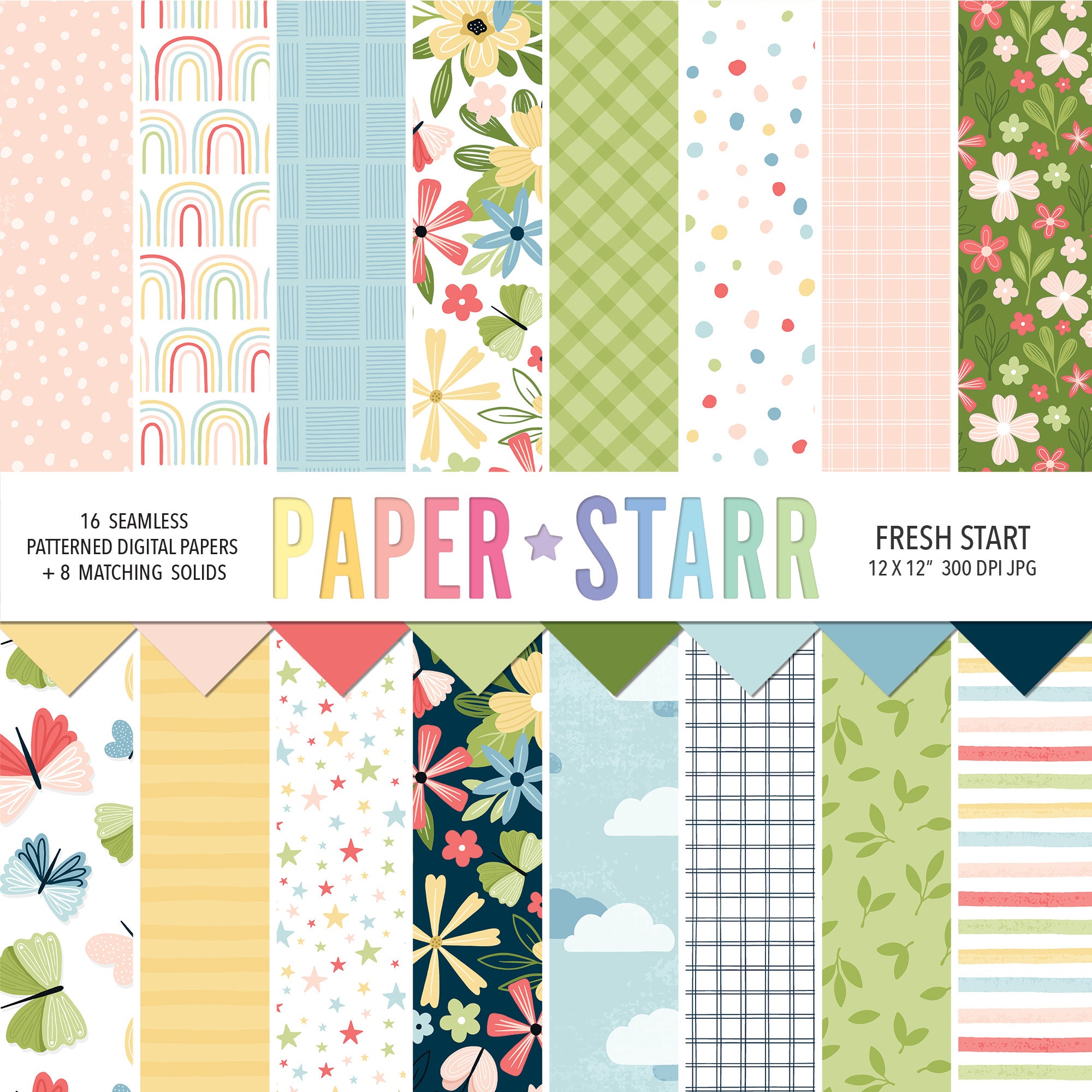 Spring Digital Paper, Floral Digital Paper, Butterfly Digital Paper ...