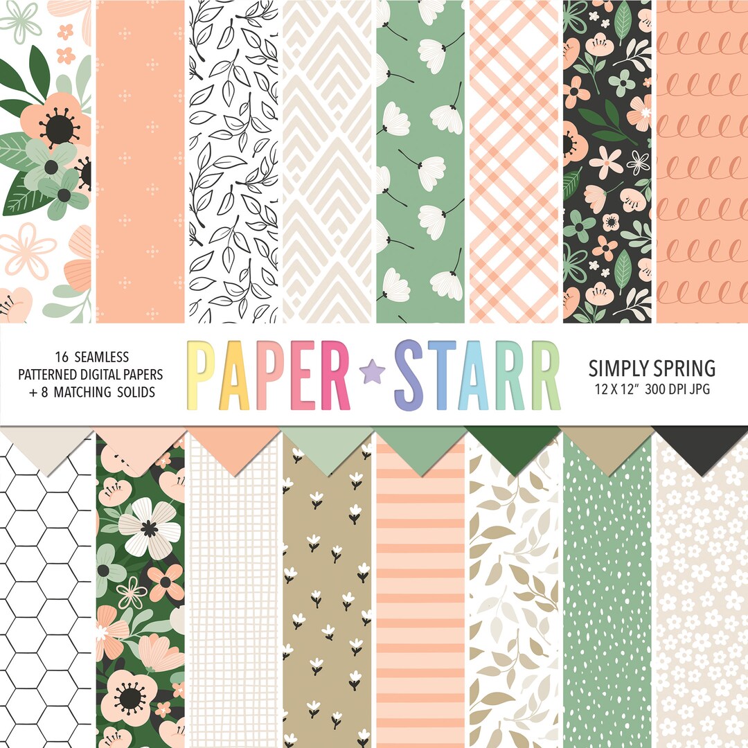 Spring Digital Paper, Floral Digital Paper, Mother's Day Card Making ...