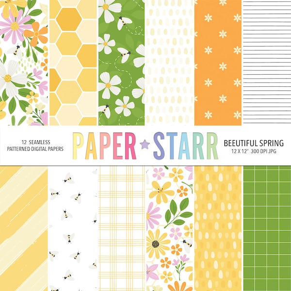Bee Digital Paper - Etsy