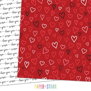 Valentines Digital Paper, Valentines Patterns, Heart Backgrounds ...