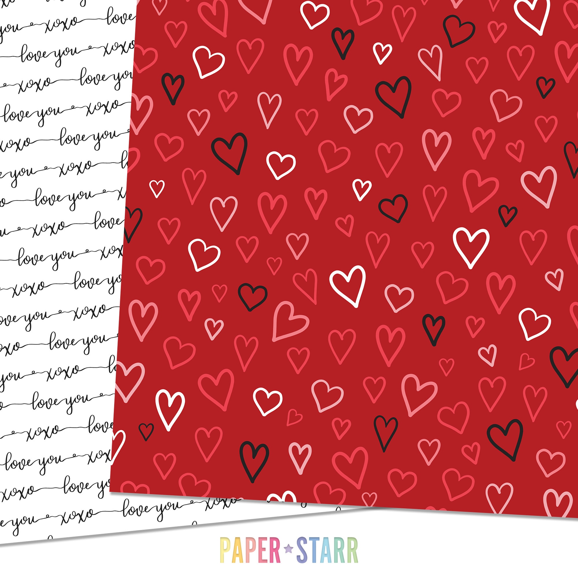 Valentines Digital Paper, Valentines Patterns, Heart Backgrounds ...