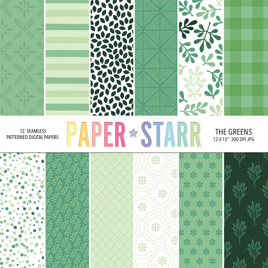Green Digital Paper, Green Geometric Backgrounds, Floral Digital Paper ...