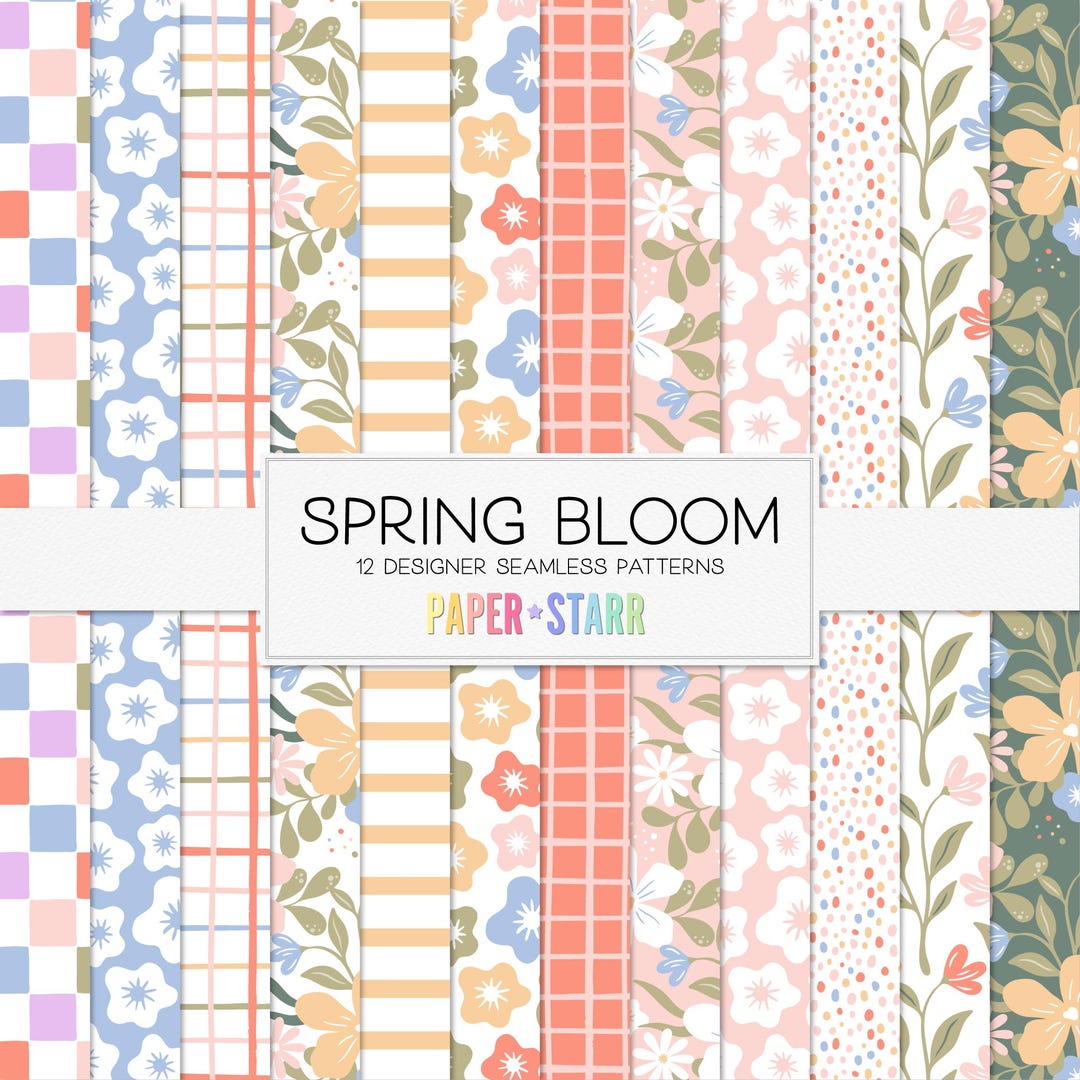 Floral Digital Paper, Spring Digital Paper, Daisy Digital Paper, Floral ...