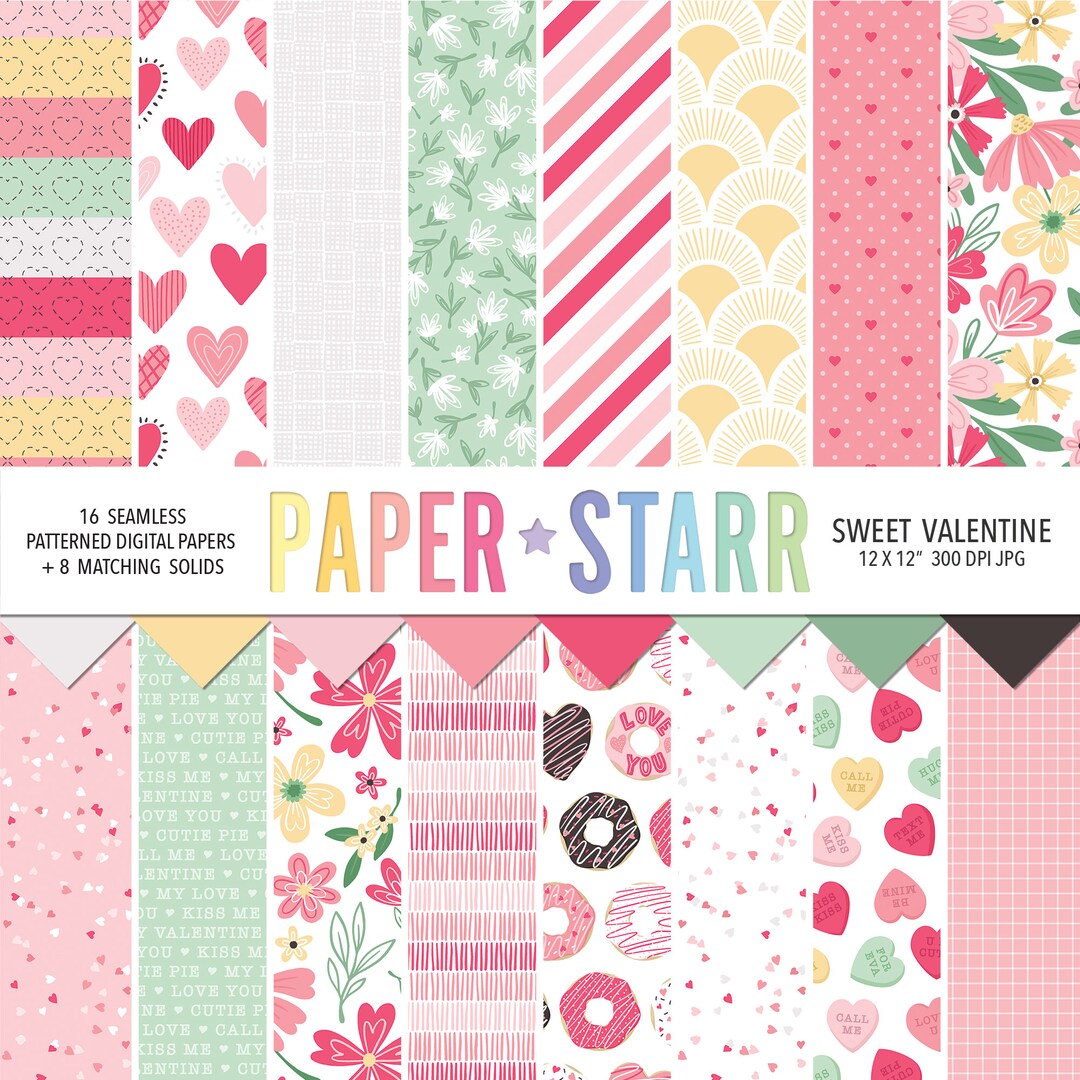 Valentines Digital Paper, Seamless Valentines Patterns for Valentines ...