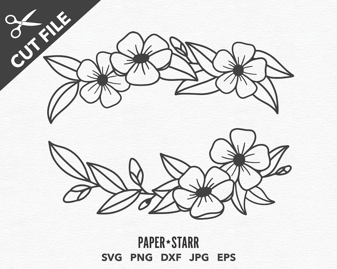 Flower Laurel SVG File, Floral Laurel SVG, Flower Clip Art, Flower ...
