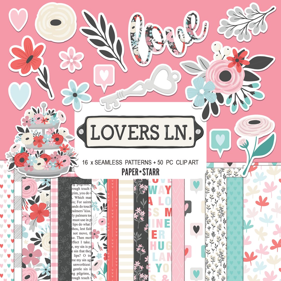 Valentines Day Digital Paper, Valentines Day Clipart, Valentines ...