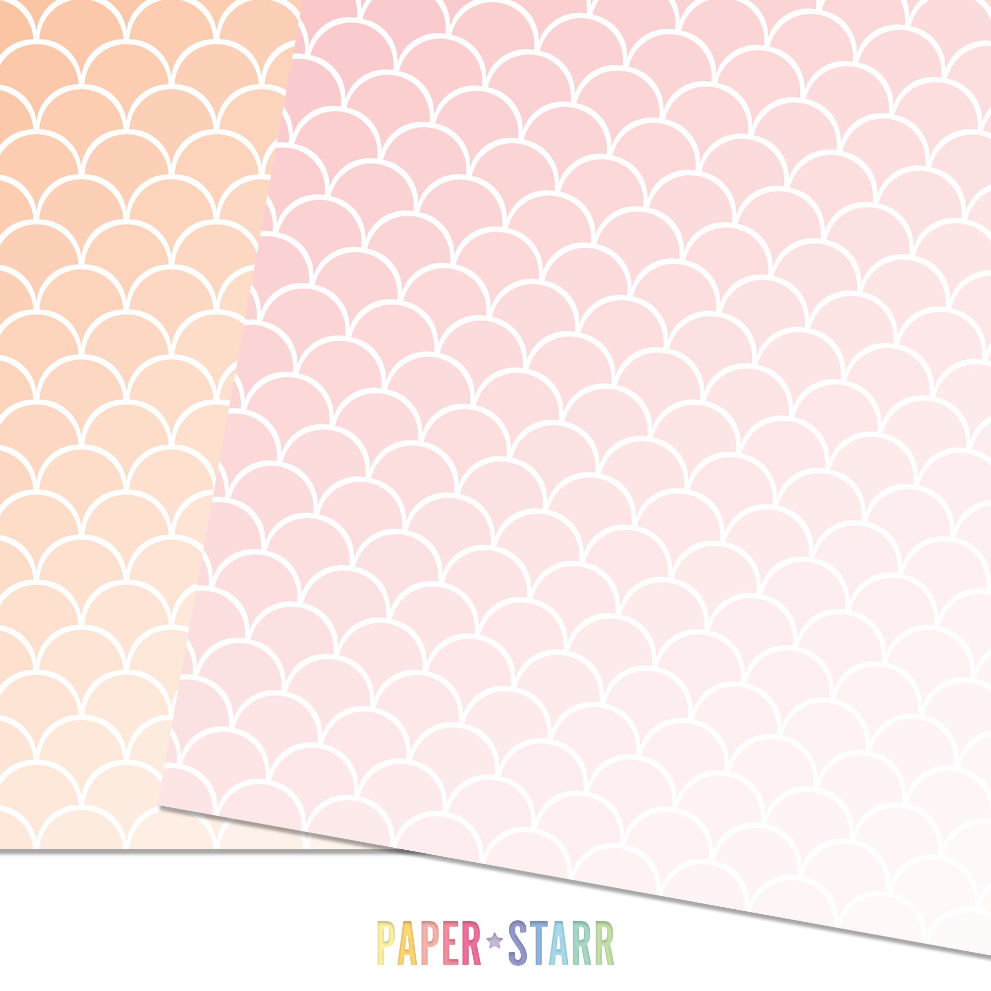 Rainbow Scallop Digital Paper, Mermaid Digital Paper, Scallop ...