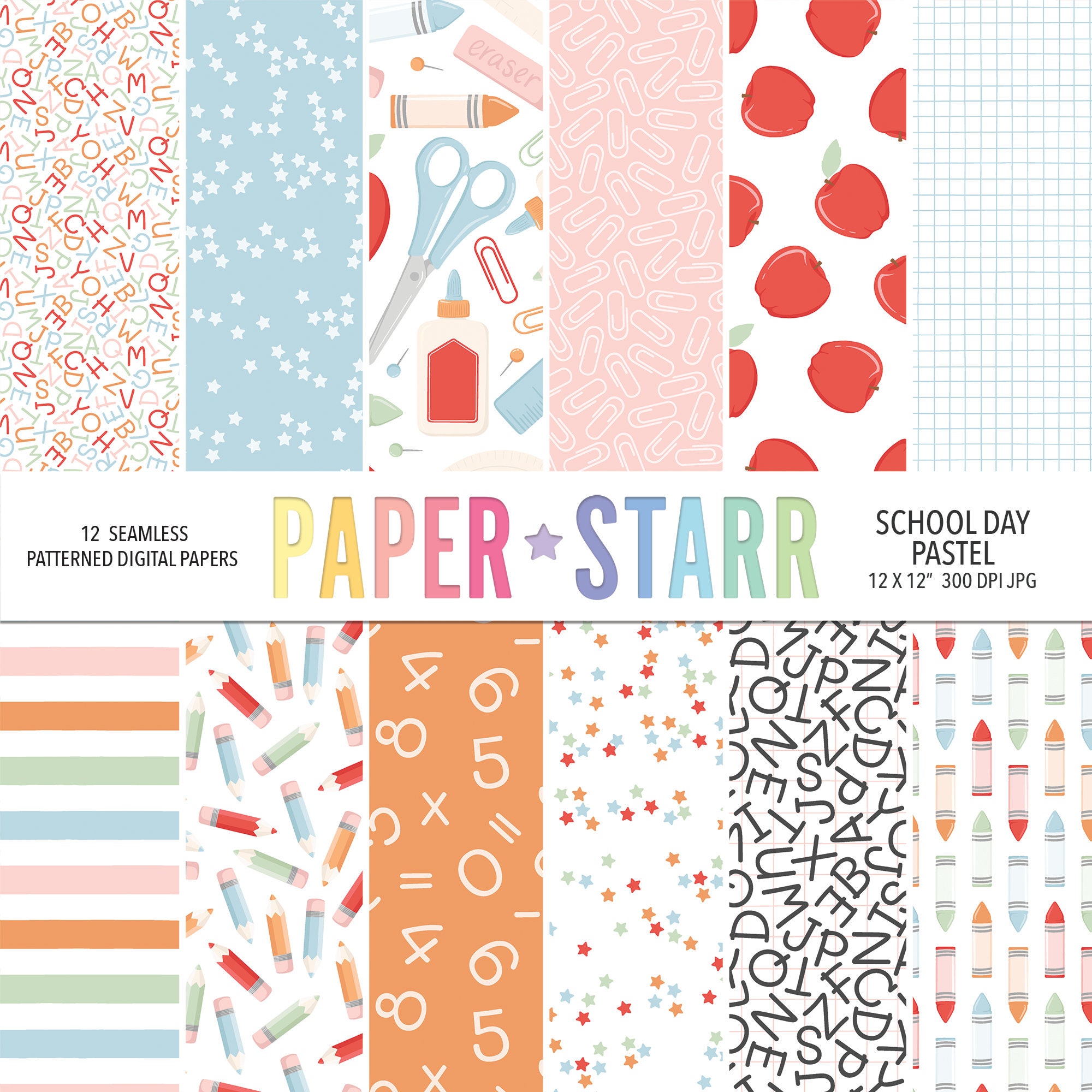 Back to School Digital Paper, Classroom Backgrounds, Teacher Patterns ...
