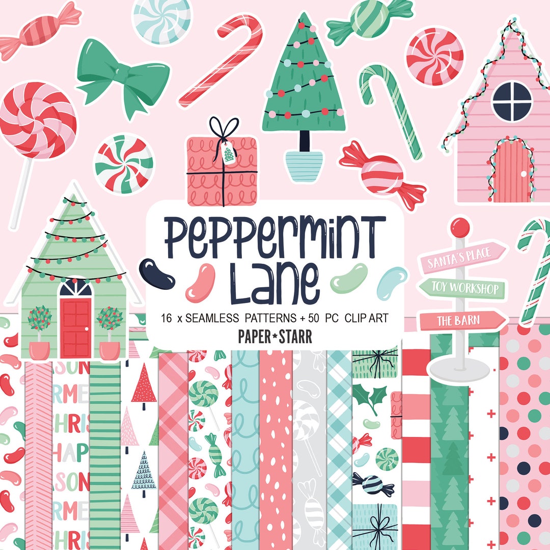 Christmas Digital Paper, Christmas Clipart, Christmas Card Making Paper ...