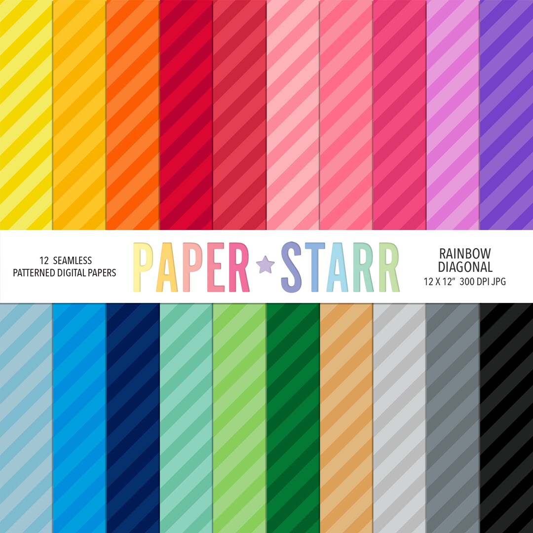 Rainbow Diagonal Stripe Digital Paper Pack (digital Download) - Etsy