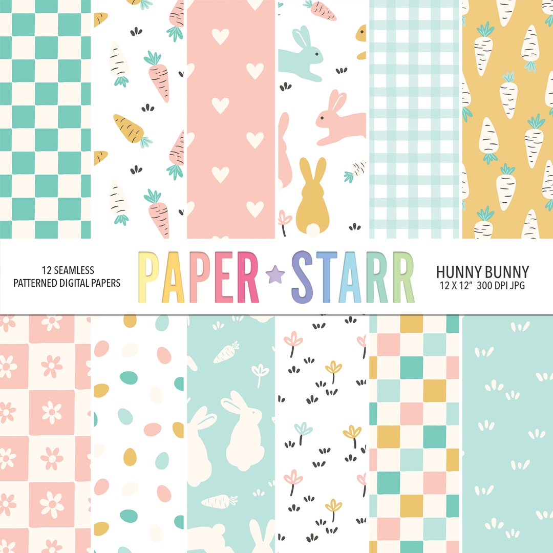 Easter Digital Paper, Bunny Seamless Pattern, Carrot Pattern, Spring ...