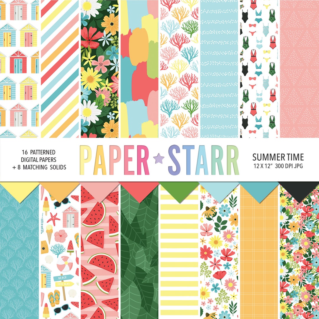 Summer Digital Paper, Floral Digital Paper, Summer Floral Patterns ...