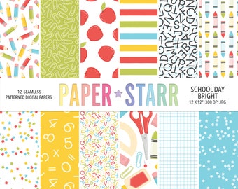 Back to School Digital Paper. Hand Drawn Office Supplies - Etsy