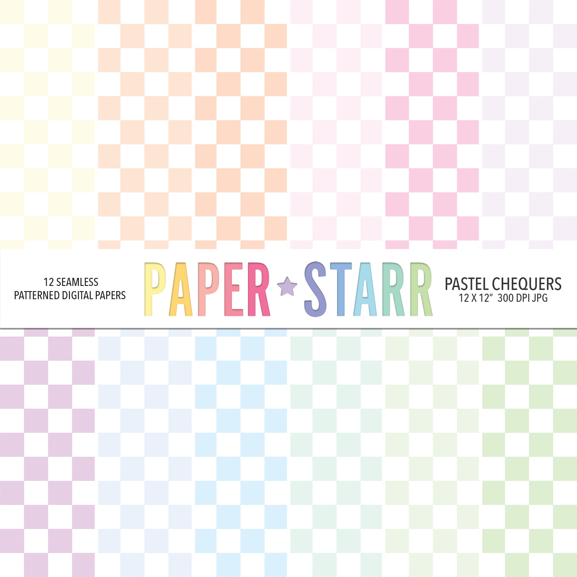 Pastel Digital Paper, Chequered Digital Paper, Chequers Pattern ...