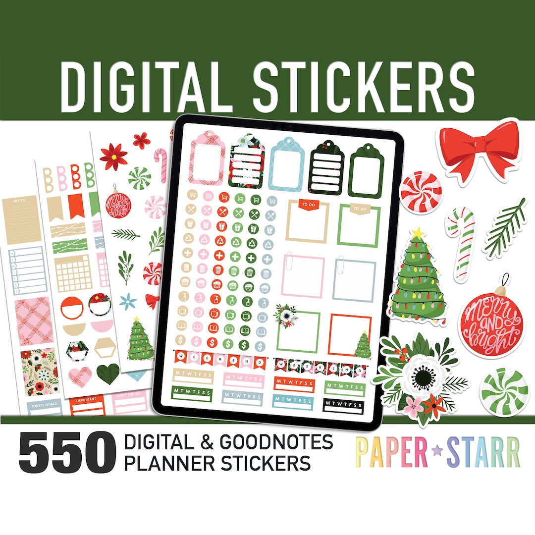 Christmas Digital Stickers, Christmas Planner Stickers, Christmas ...