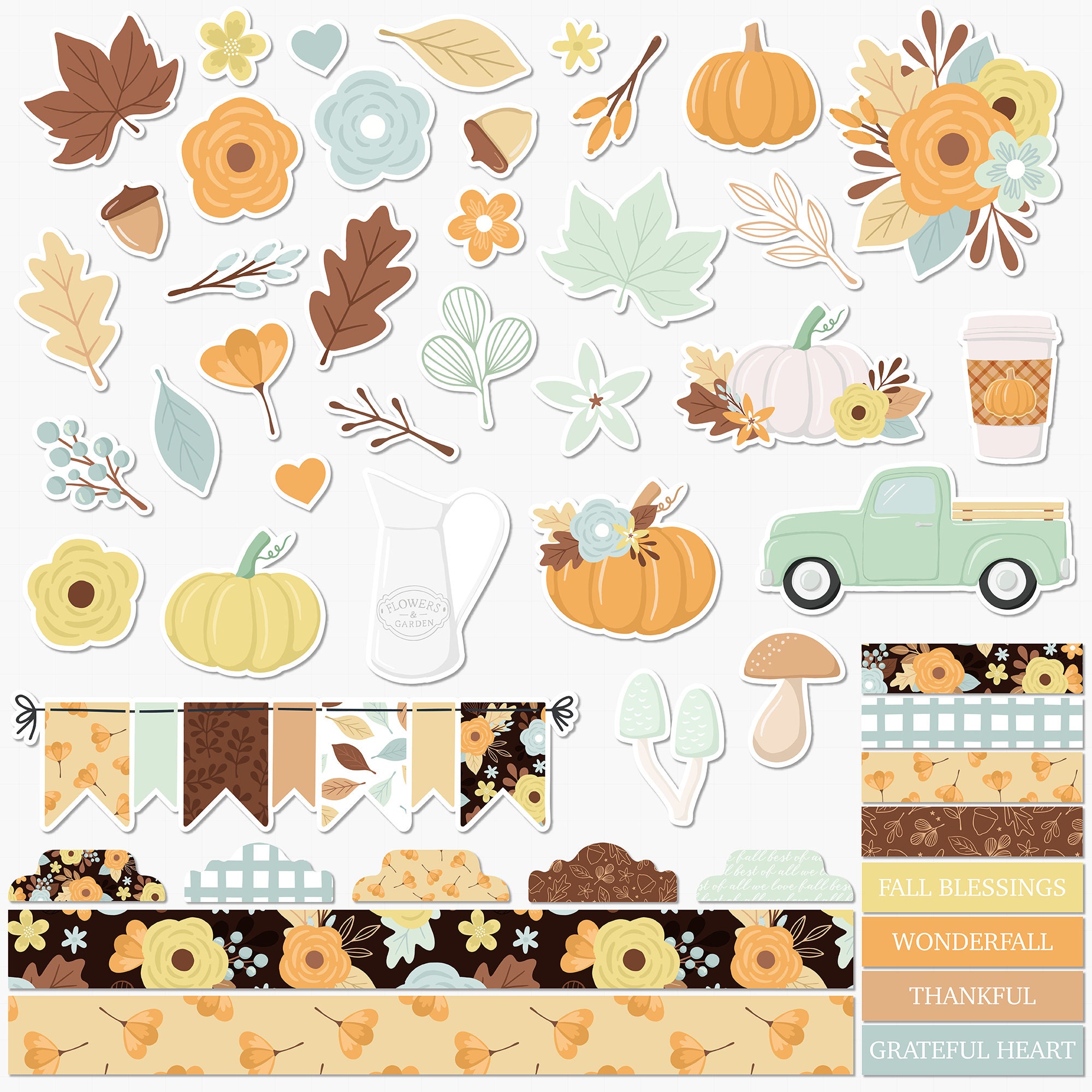 Fall Clipart, Autumn Clipart, Fall Graphics for Fall Stickers, Fall ...