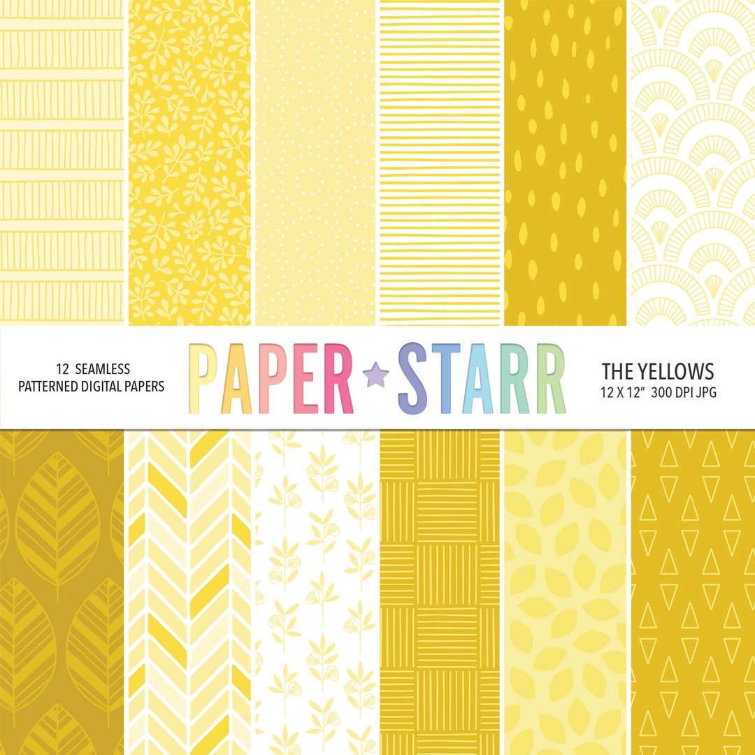 Yellow Digital Paper, Yellow Geometric Backgrounds, Floral Digital ...