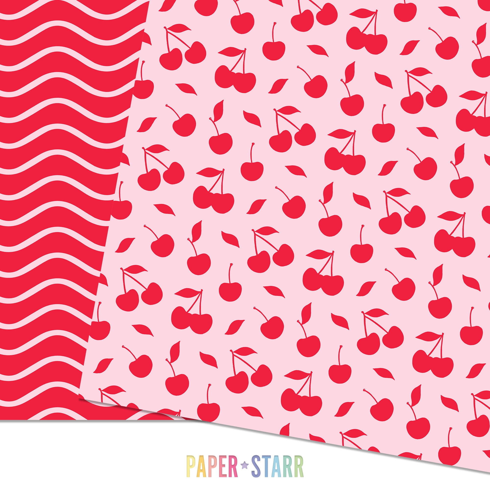 Cherry Digital Paper, Summer Digital Paper, Summer Fruit Patterns ...