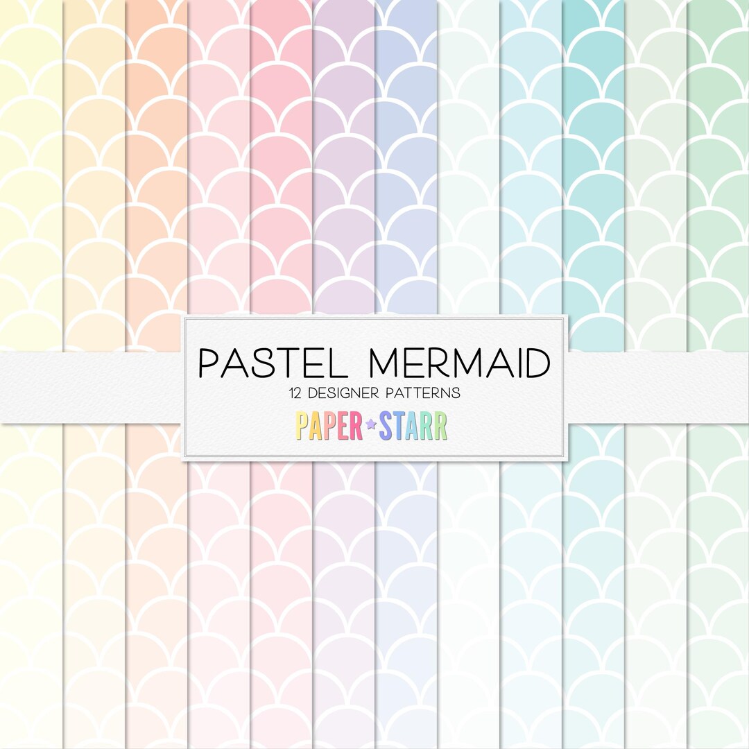 Rainbow Mermaid Digital Paper, Pastel Mermaid Digital Paper, Rainbow ...