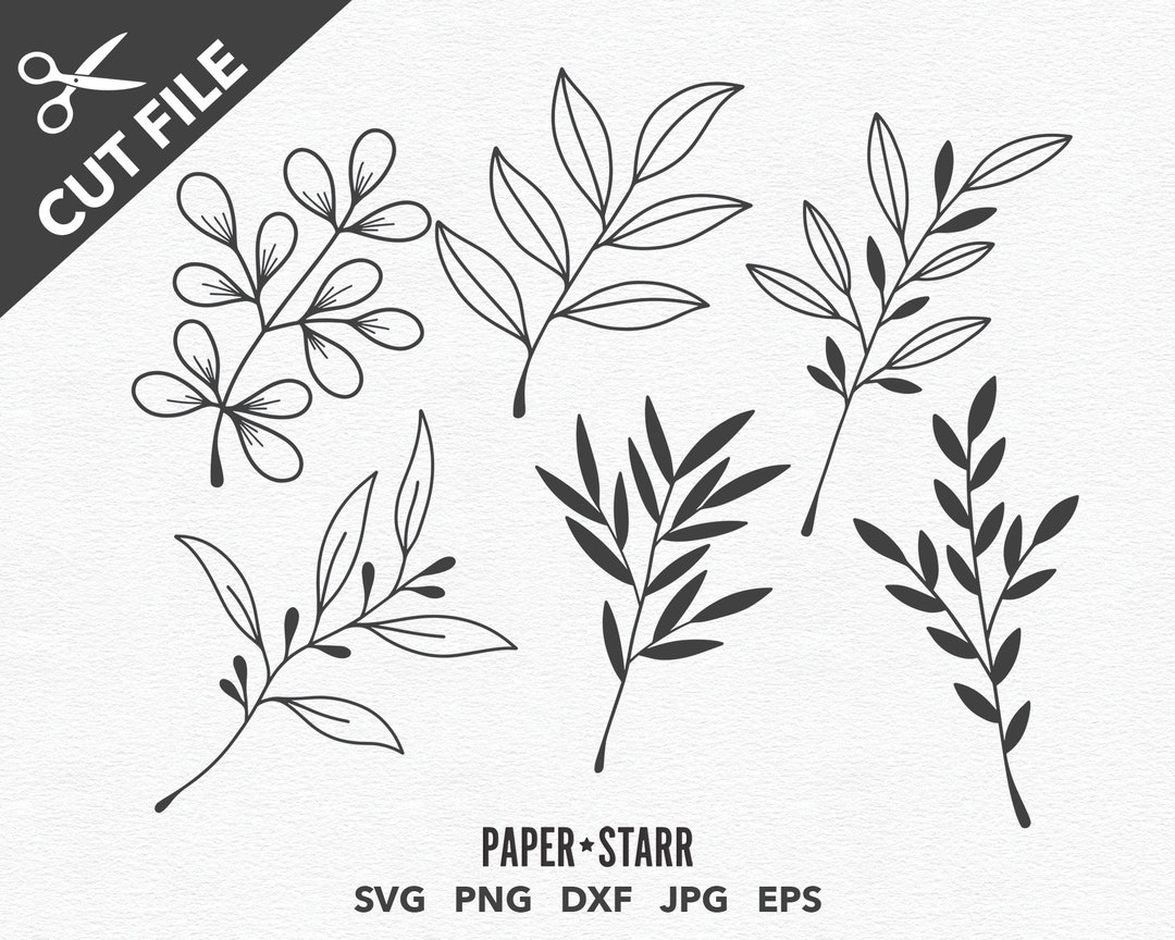 Leaves SVG Bundle, Leaf SVG Cut File, Hand Drawn Leaves SVG, Nature Svg ...