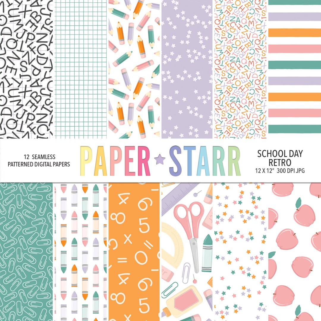 Back to School Digital Paper, Classroom Backgrounds, Teacher Patterns ...