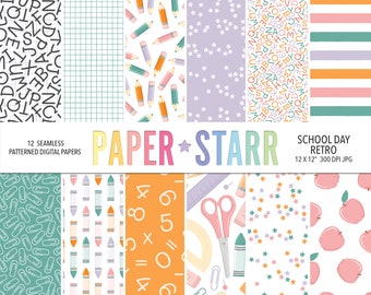 Back to School Digital Paper, Classroom Backgrounds, Teacher Patterns ...