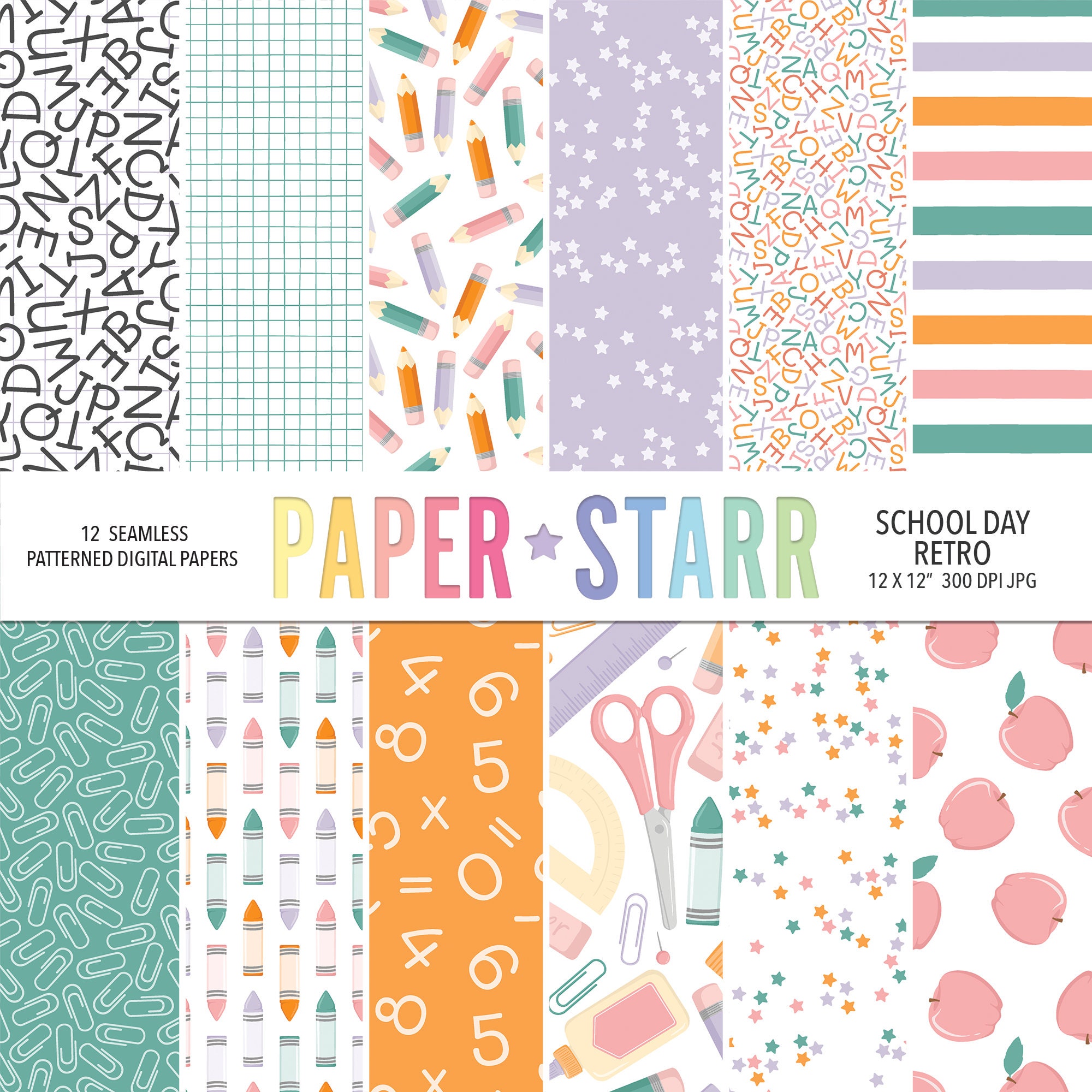 Back to School Digital Paper, Classroom Backgrounds, Teacher Patterns ...