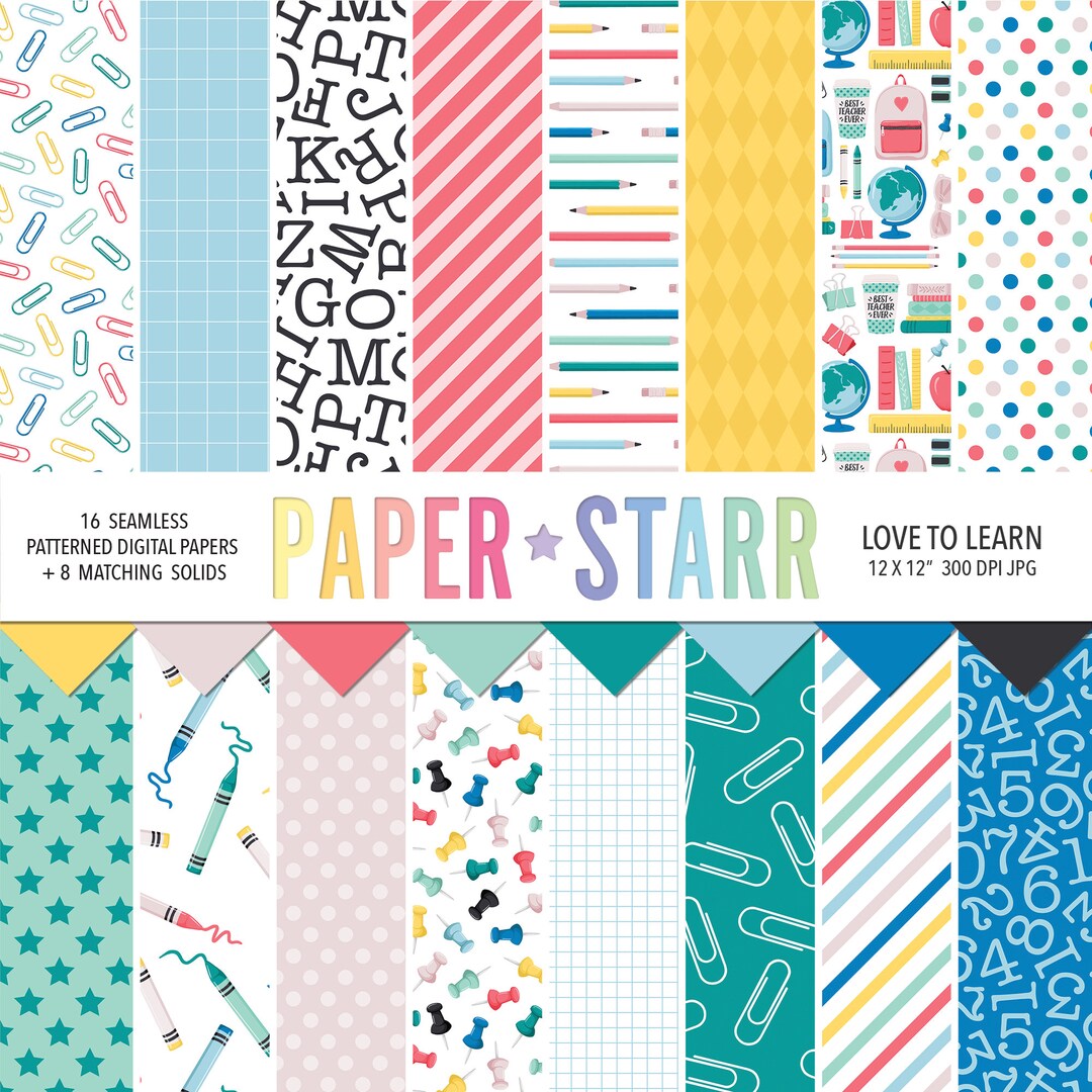 Back to School Digital Paper, Classroom Backgrounds, Teacher Patterns ...